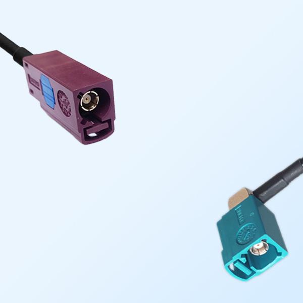 Fakra Z Water Blue Female R/A Fakra D Bordeaux Female Cable Assemblies